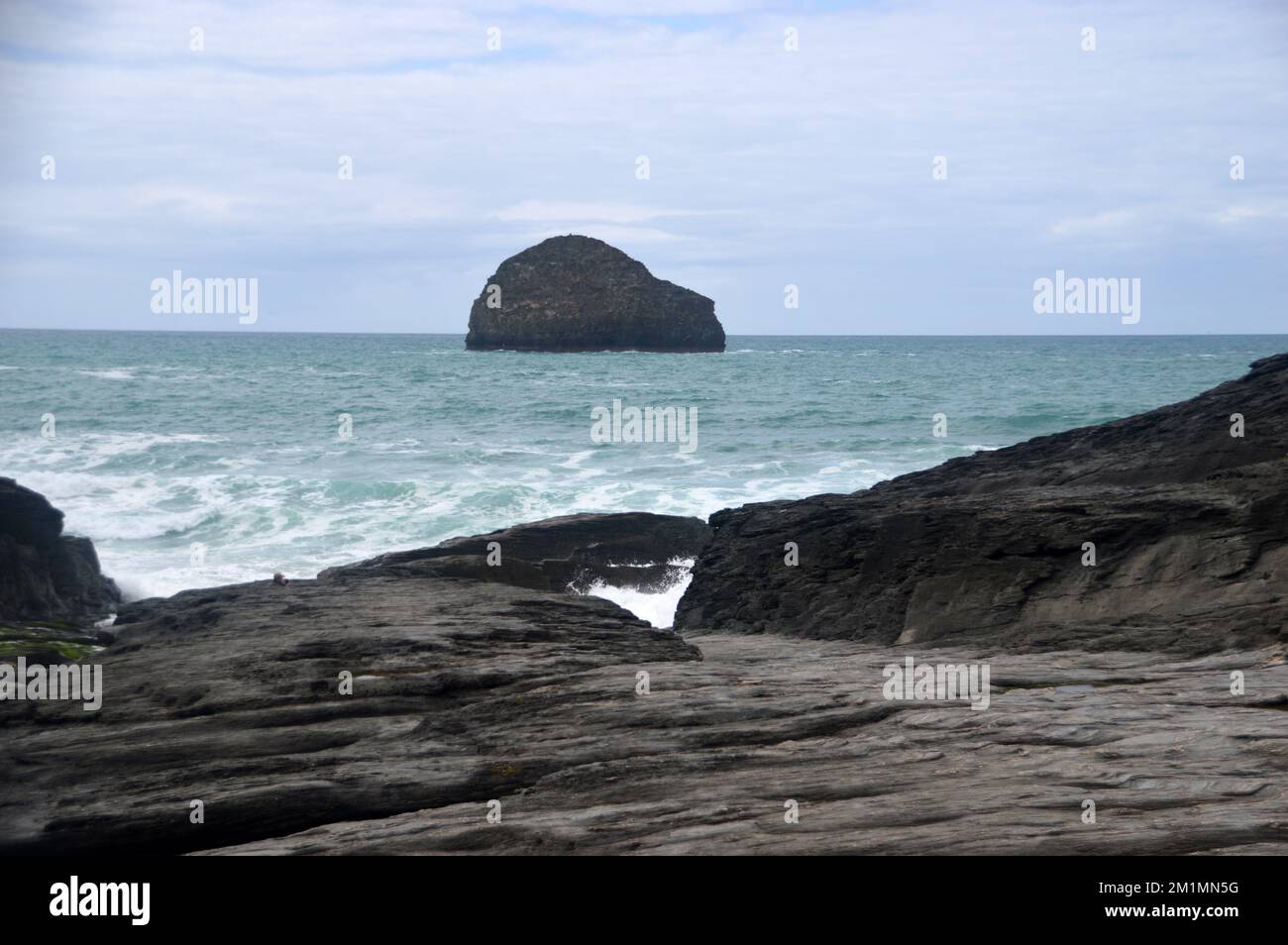 Gull Rock from Trebarwith Strand near Tintagel on the South West ...