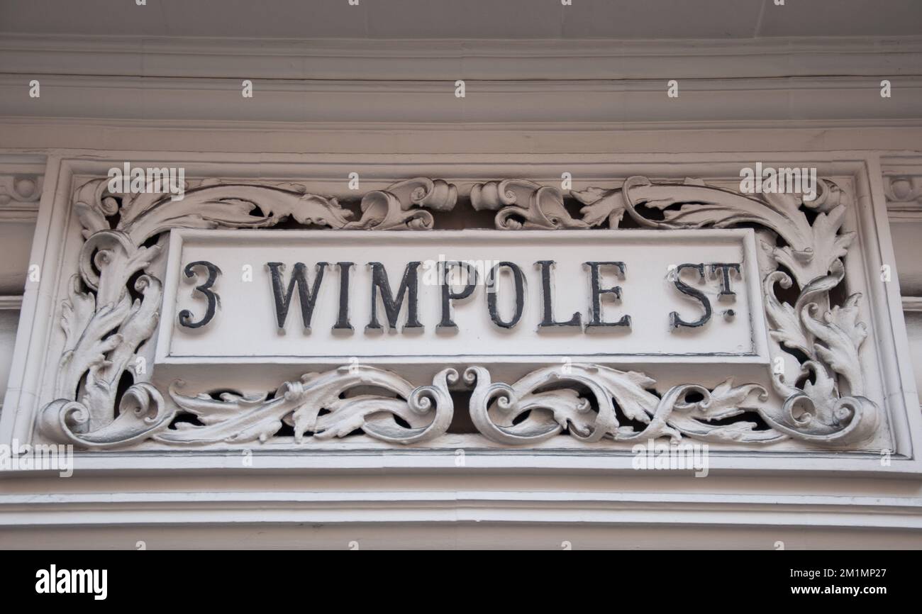 House sign, Wimpole Street, Marylebone, London, UK - this is one of ...