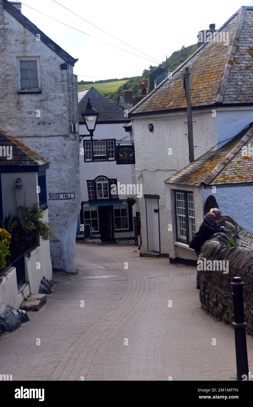 Narrow Street in the Small Fishing Village of Port Isaac on the South ...