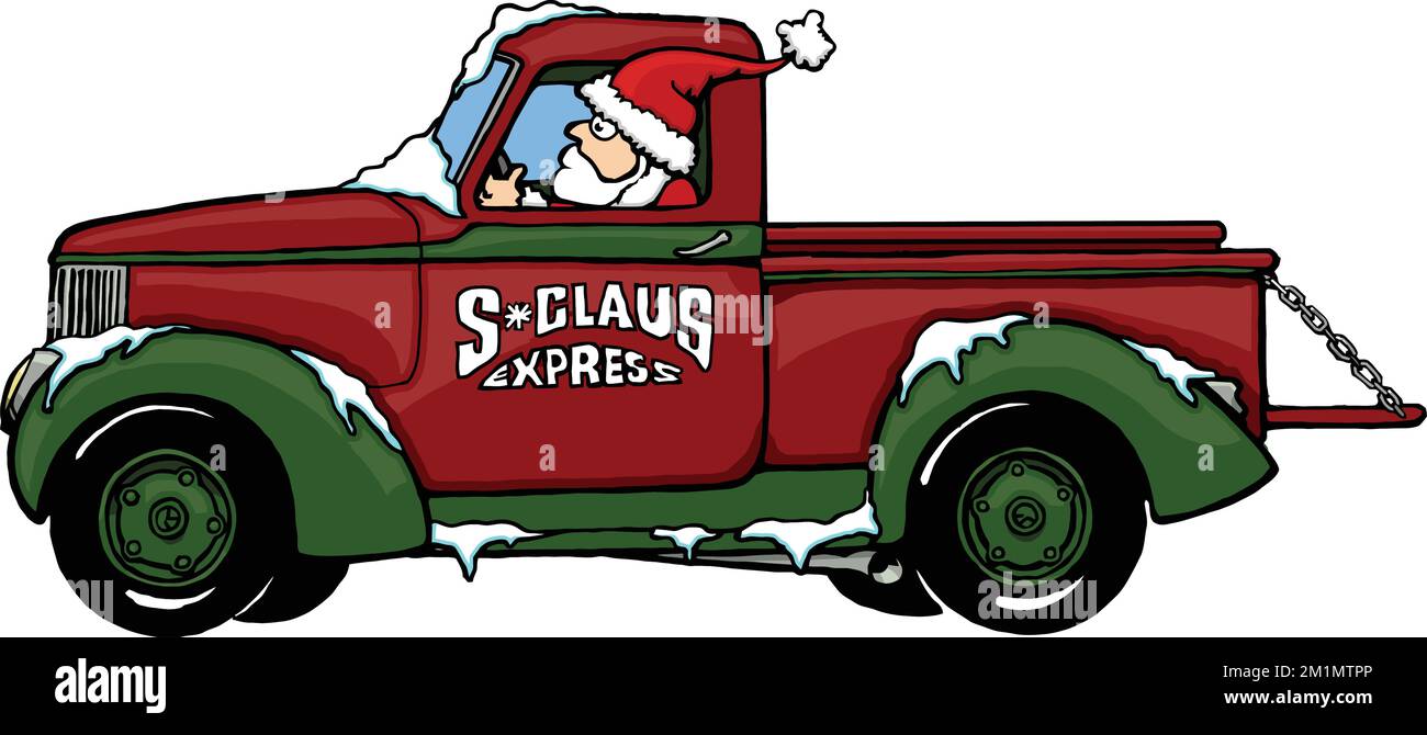 cartoon christmas truck with santa Stock Vector Image & Art - Alamy