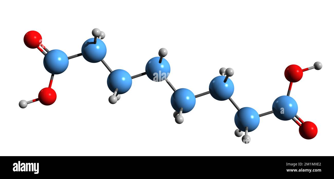 3D image of Suberic acid skeletal formula - molecular chemical ...