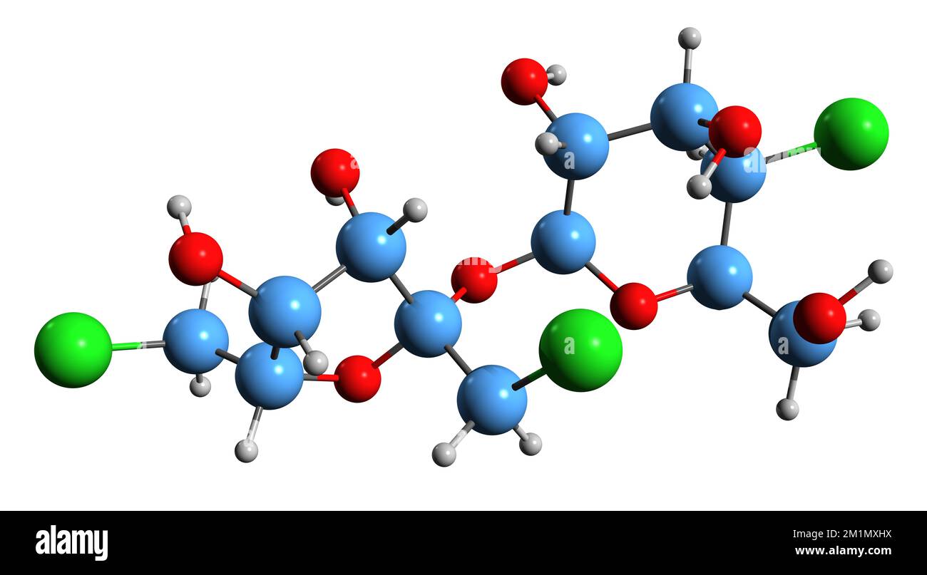 3D image of Sucralose skeletal formula - molecular chemical structure ...