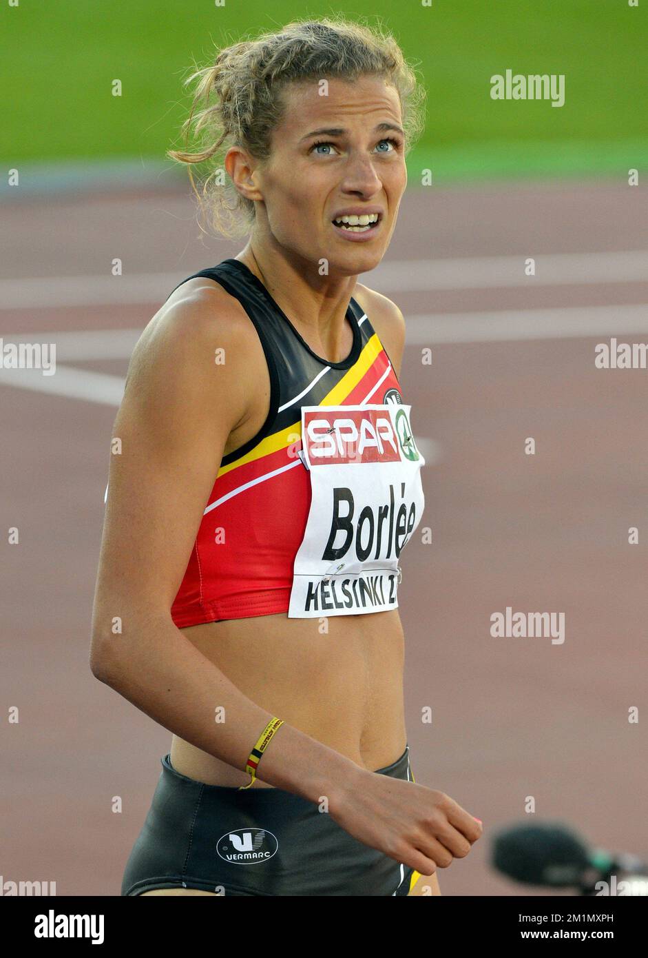 20120628 - HELSINKI, BELGIUM: Belgian athlete Olivia Borlee reacts ...