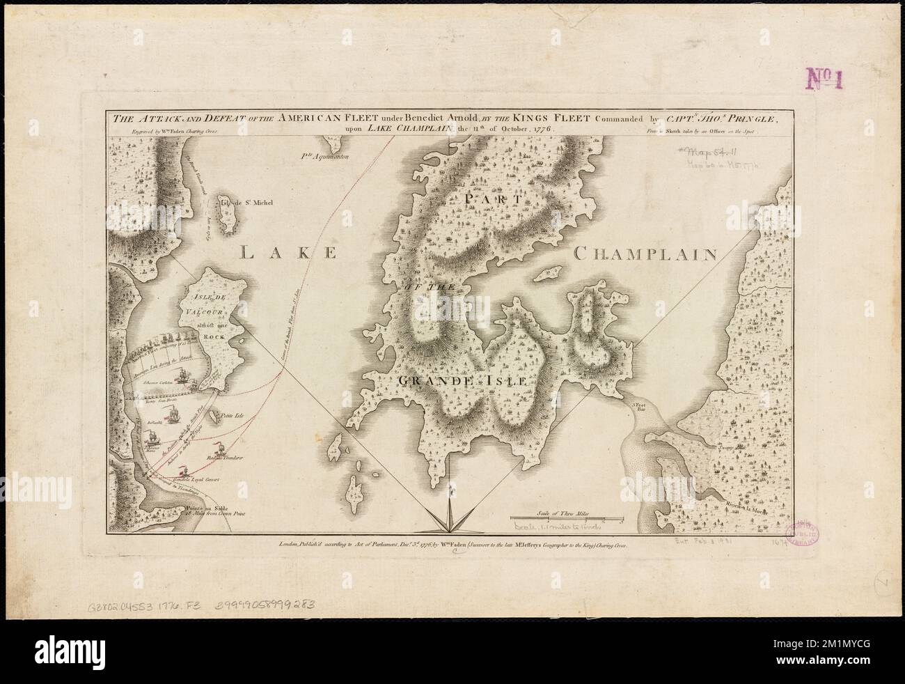 The attack and defeat of the American fleet under Benedict Arnold, by the King's fleet commanded ...