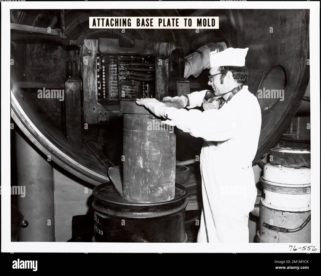 Attaching base plate to mold , Ordnance industry, Armories, Molds ...