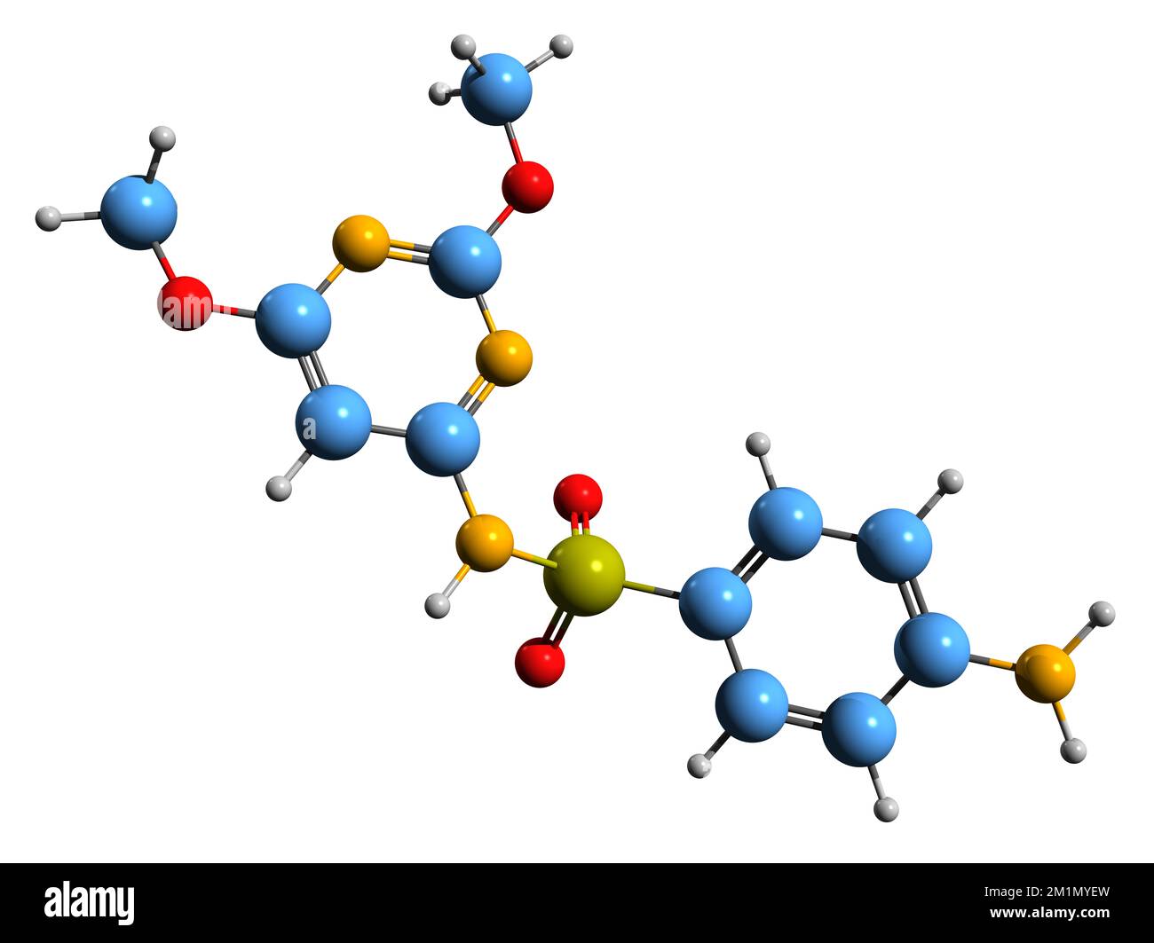 3D image of Sulfadimethoxine skeletal formula - molecular chemical ...
