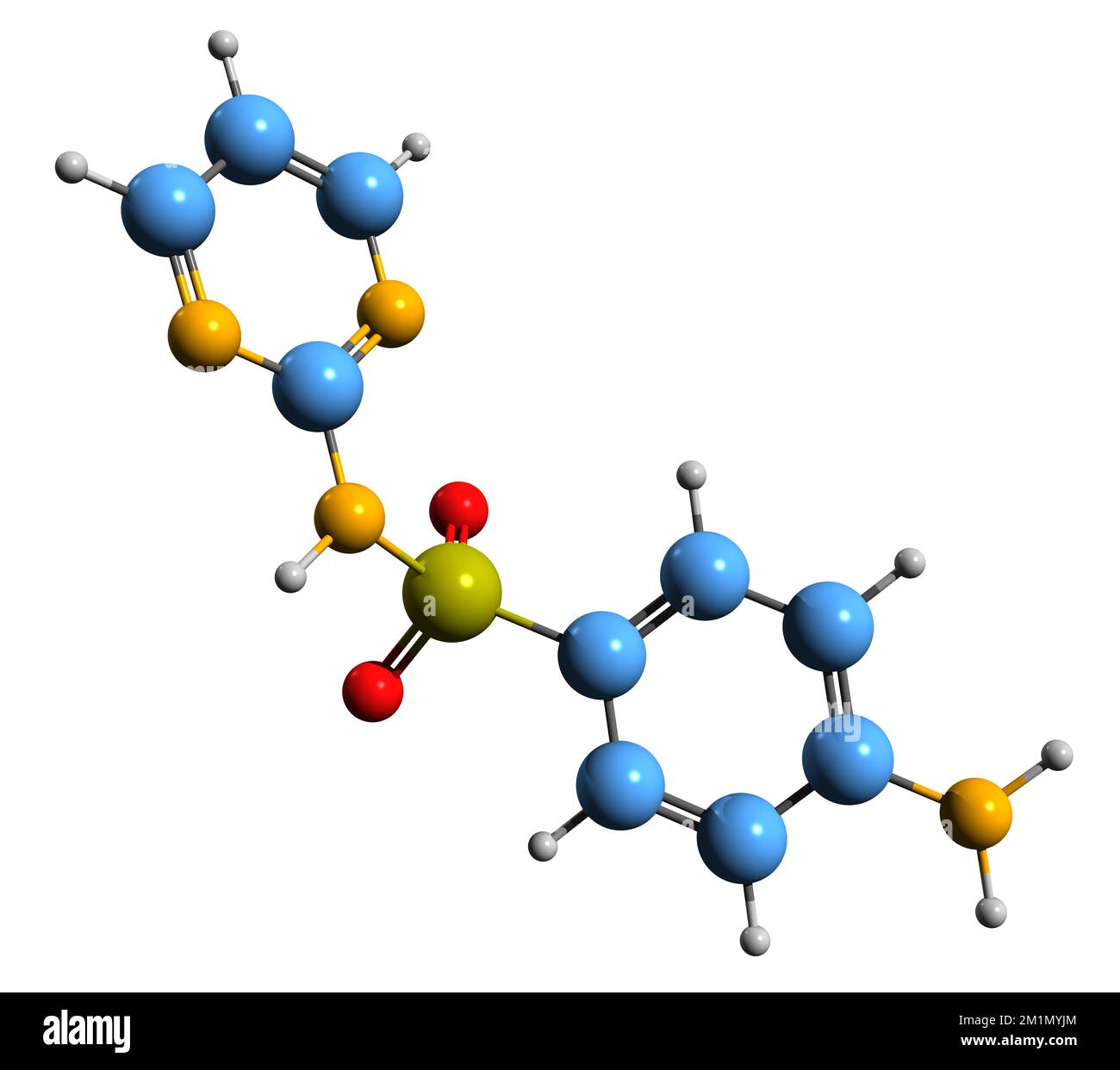3D image of Sulfadiazine skeletal formula - molecular chemical ...