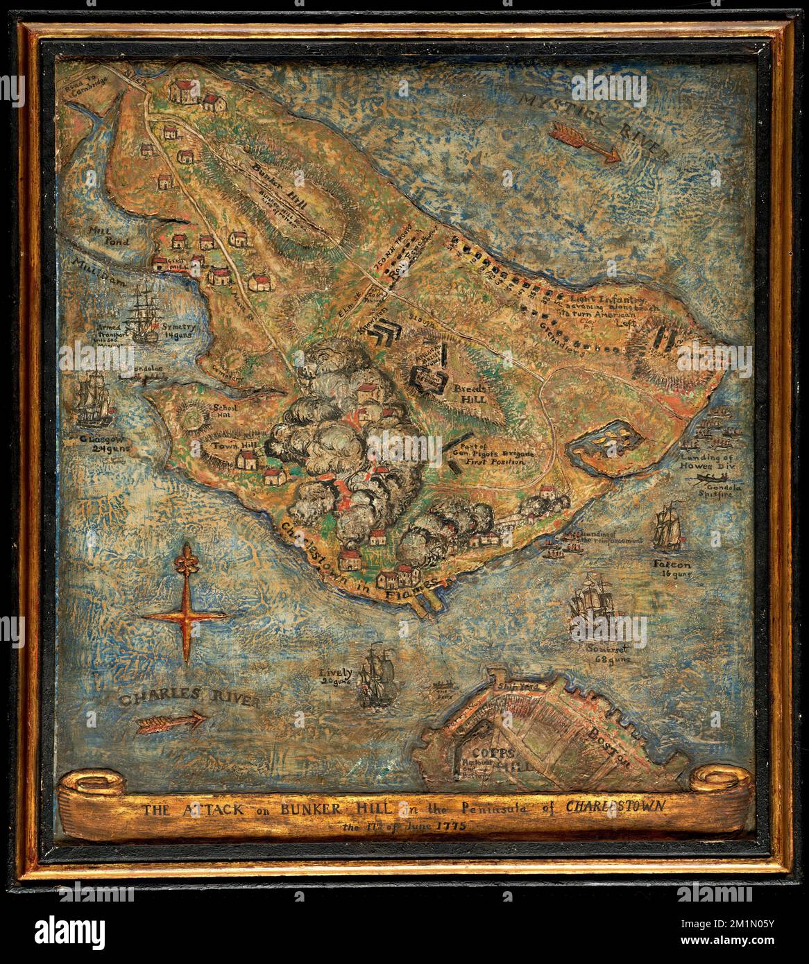 The battle of bunker hill map hi-res stock photography and images - Alamy