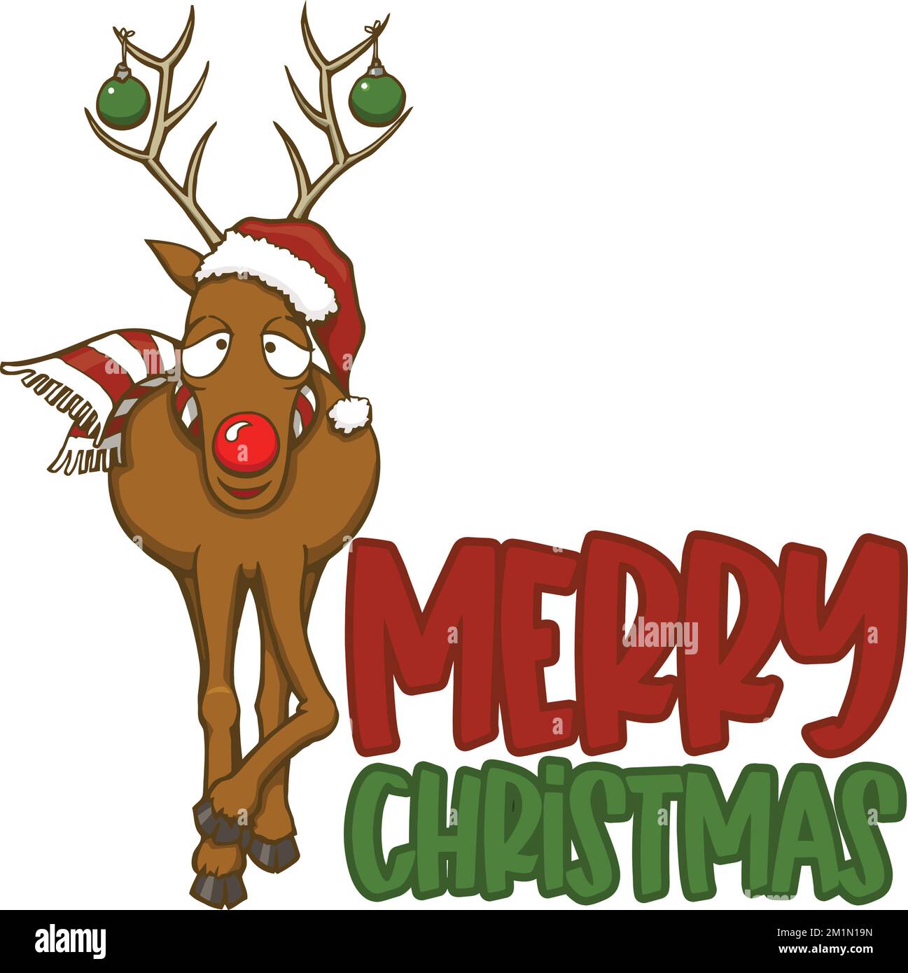 cartoon red nose reindeer merry christmas Stock Vector Image & Art - Alamy