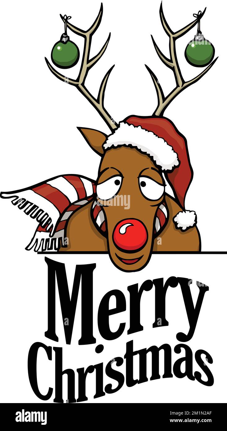 cartoon red nose reindeer merry christmas Stock Vector Image & Art - Alamy