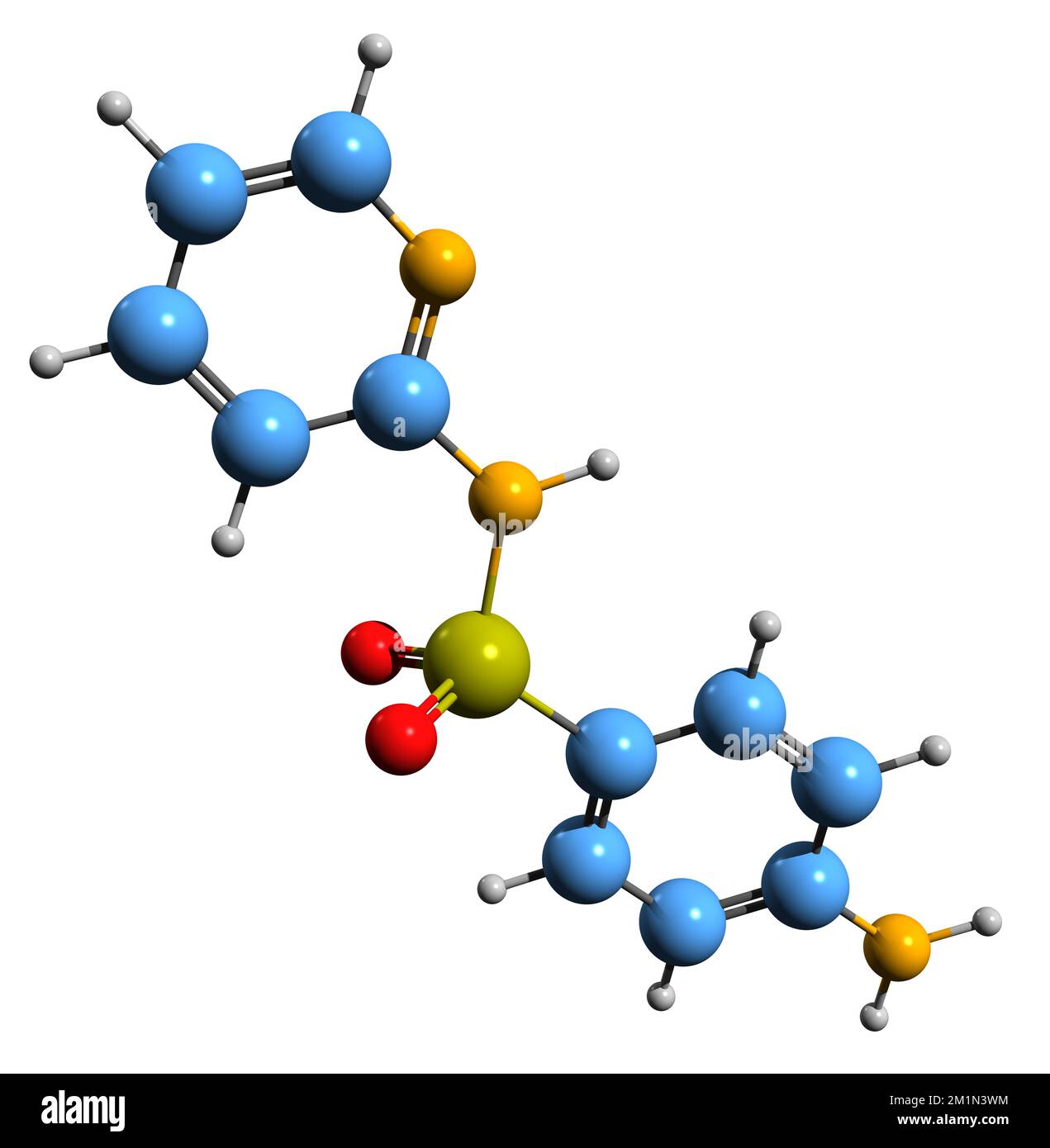 3D image of Sulfapyridine skeletal formula - molecular chemical ...