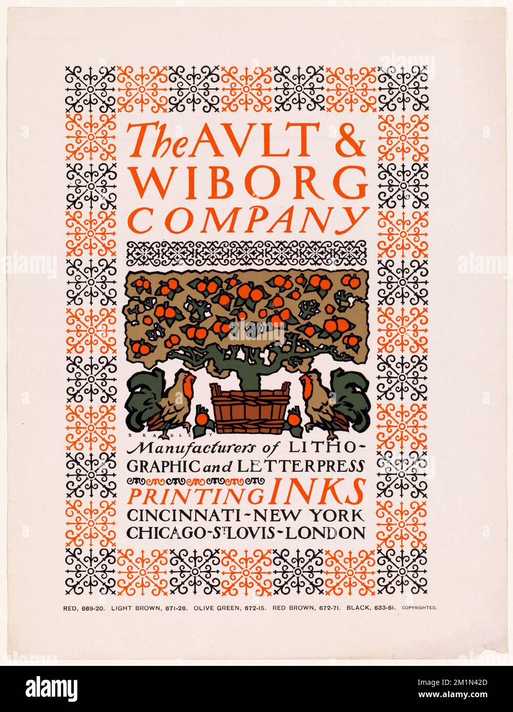 The Ault & Wiborg company , Trees, Roosters, Printing industry Stock ...