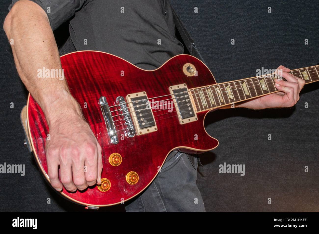 Vaduz, Liechtenstein, January 27, 2022 Artist is performing with a ...
