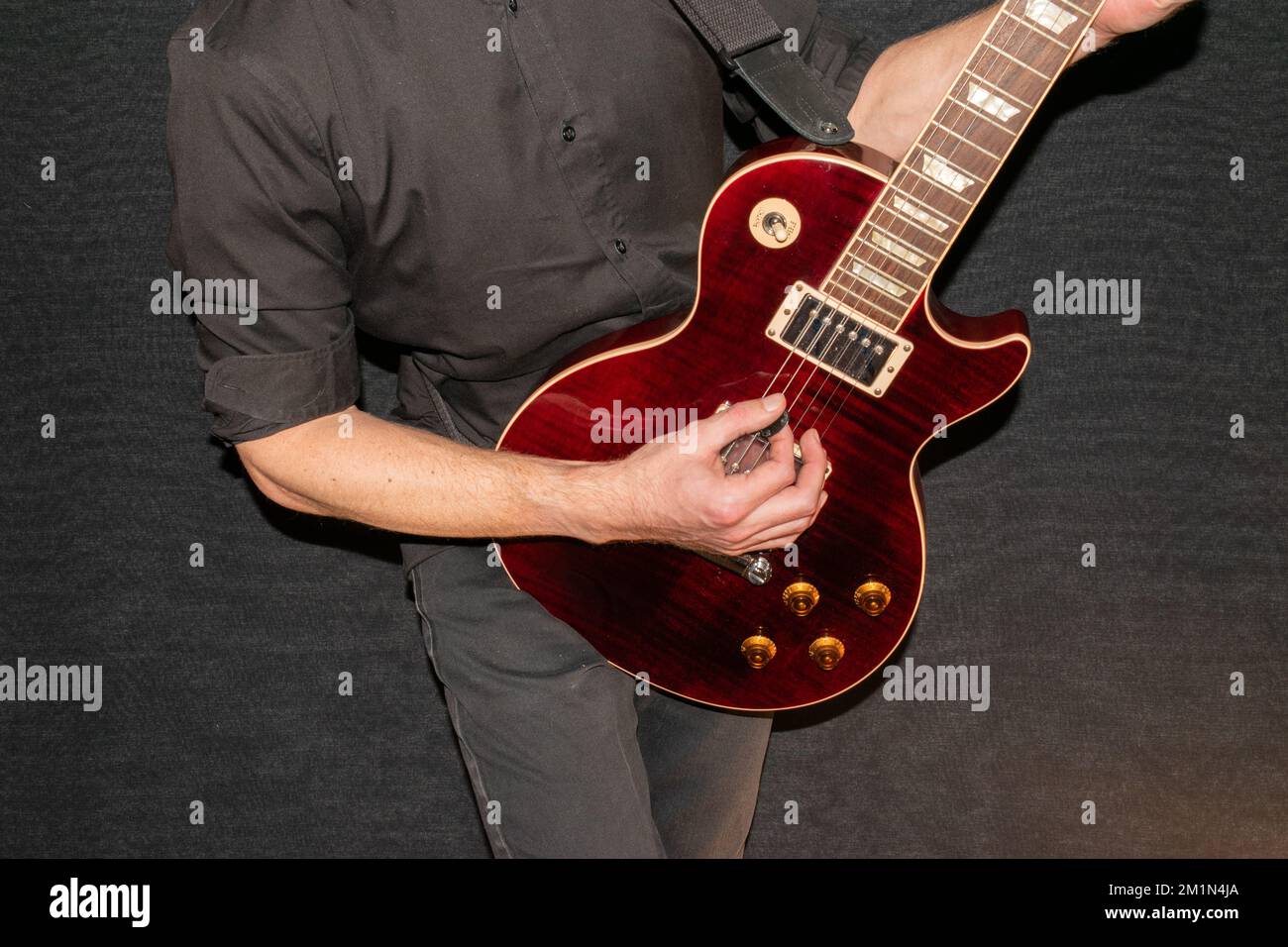 Vaduz, Liechtenstein, January 27, 2022 Artist is performing with a ...