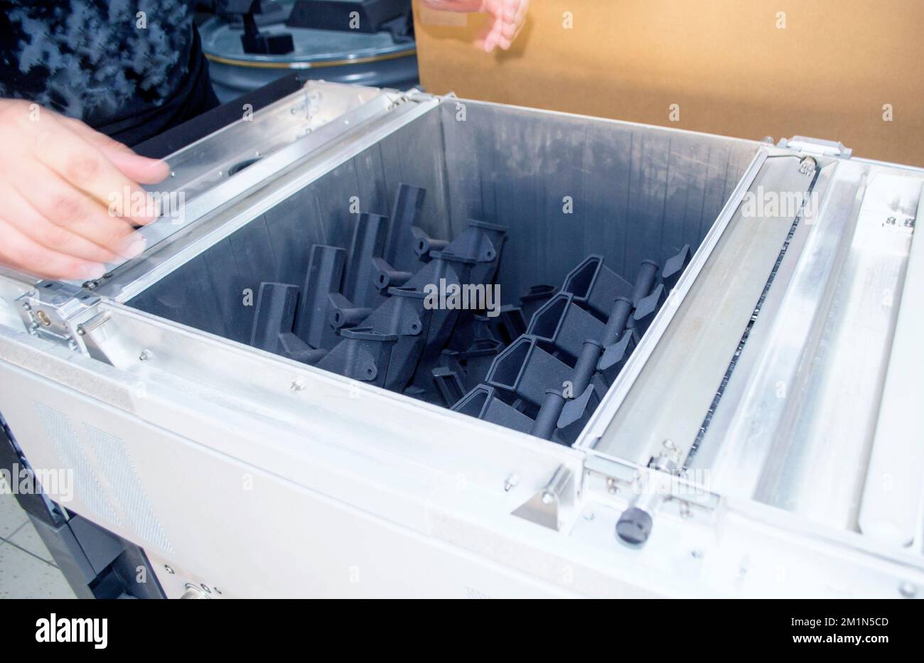 Large model printed on 3D printer from powder inside the working space ...