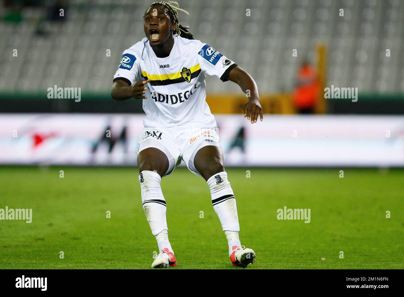 20120825 - BRUGGE, BELGIUM: Lierse's Dolly Menga celebrates after ...