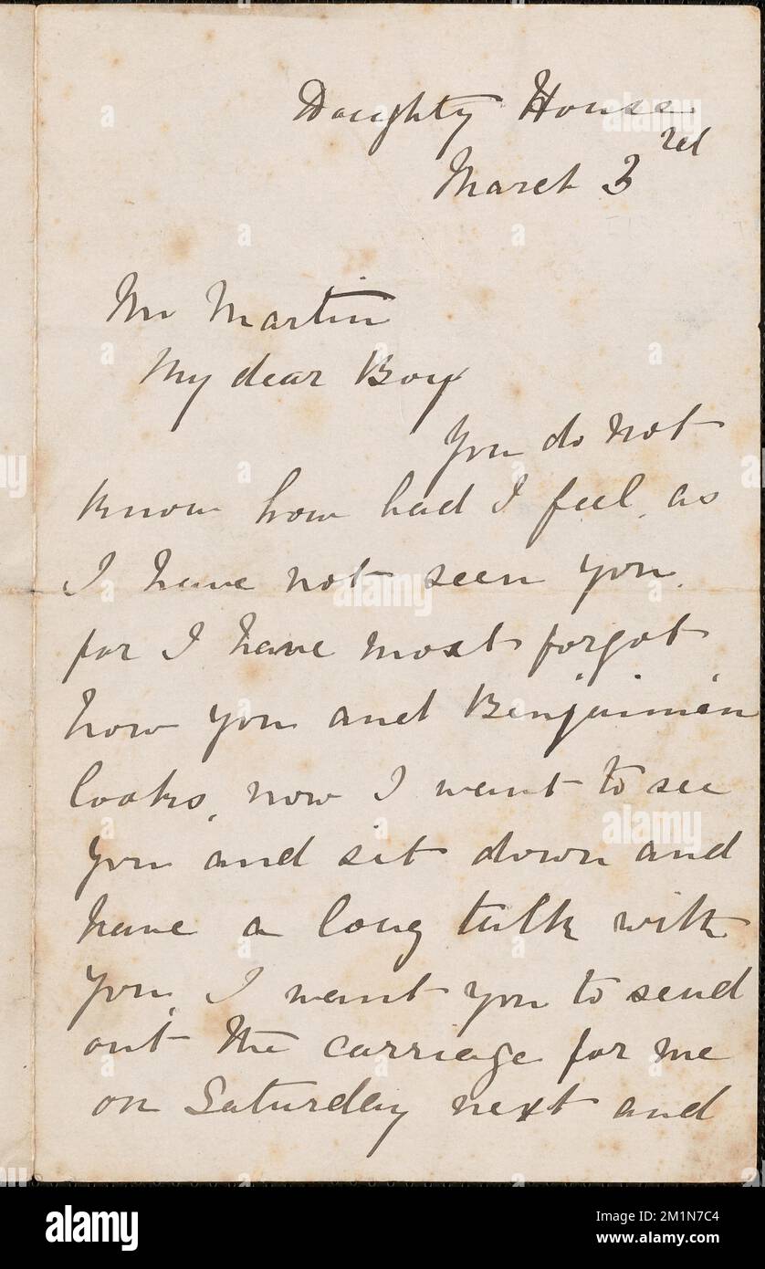 Autograph letter signed to Mr. Martin, [London], March 3 , Feminists ...