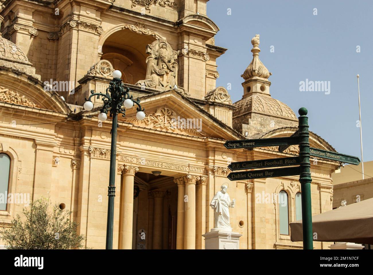 A focus shot of the Church of Saint Peter and Saint Paul at Nadur, Gozo ...