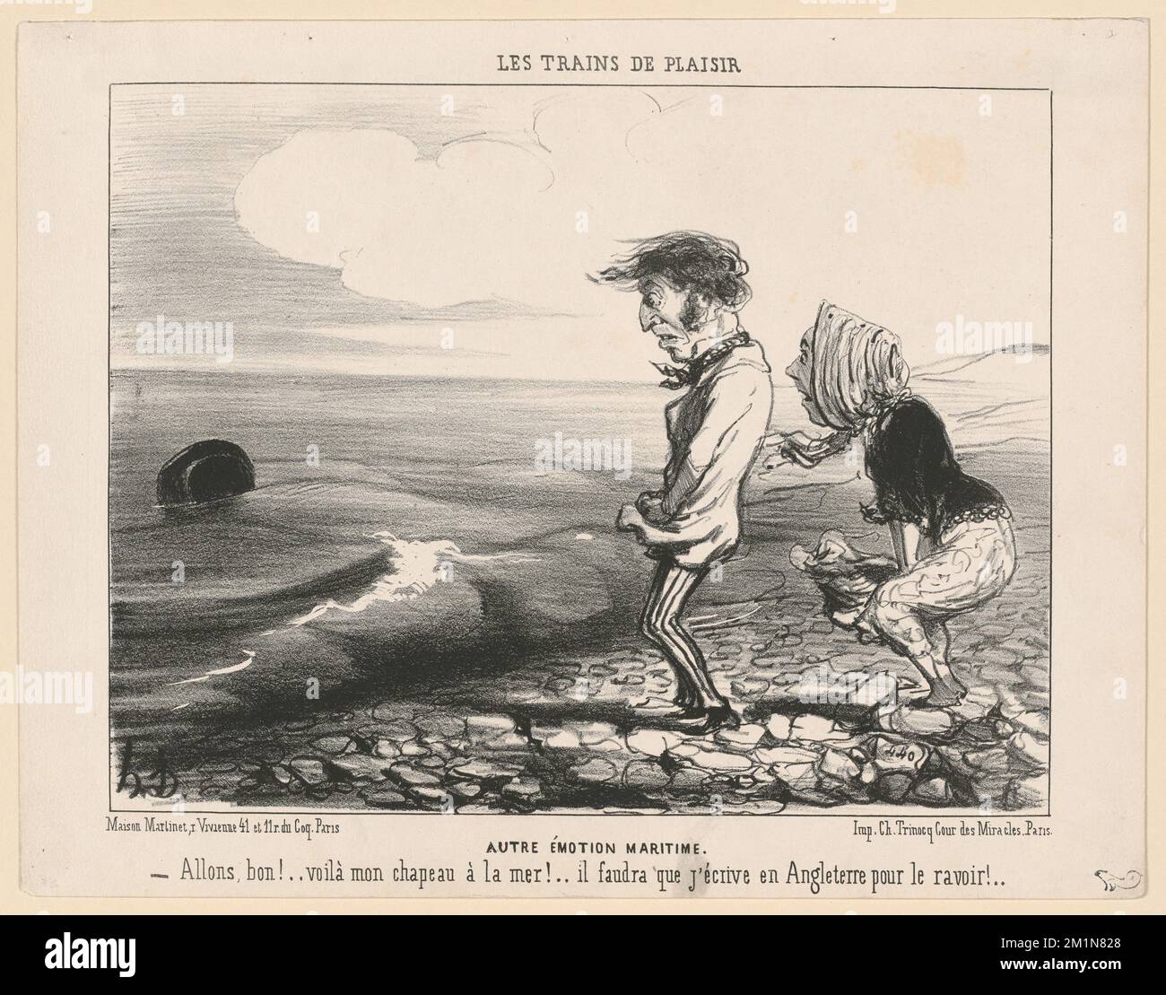 Autre émotion martitime. Honoré Daumier (1808-1879). Lithographs Stock ...