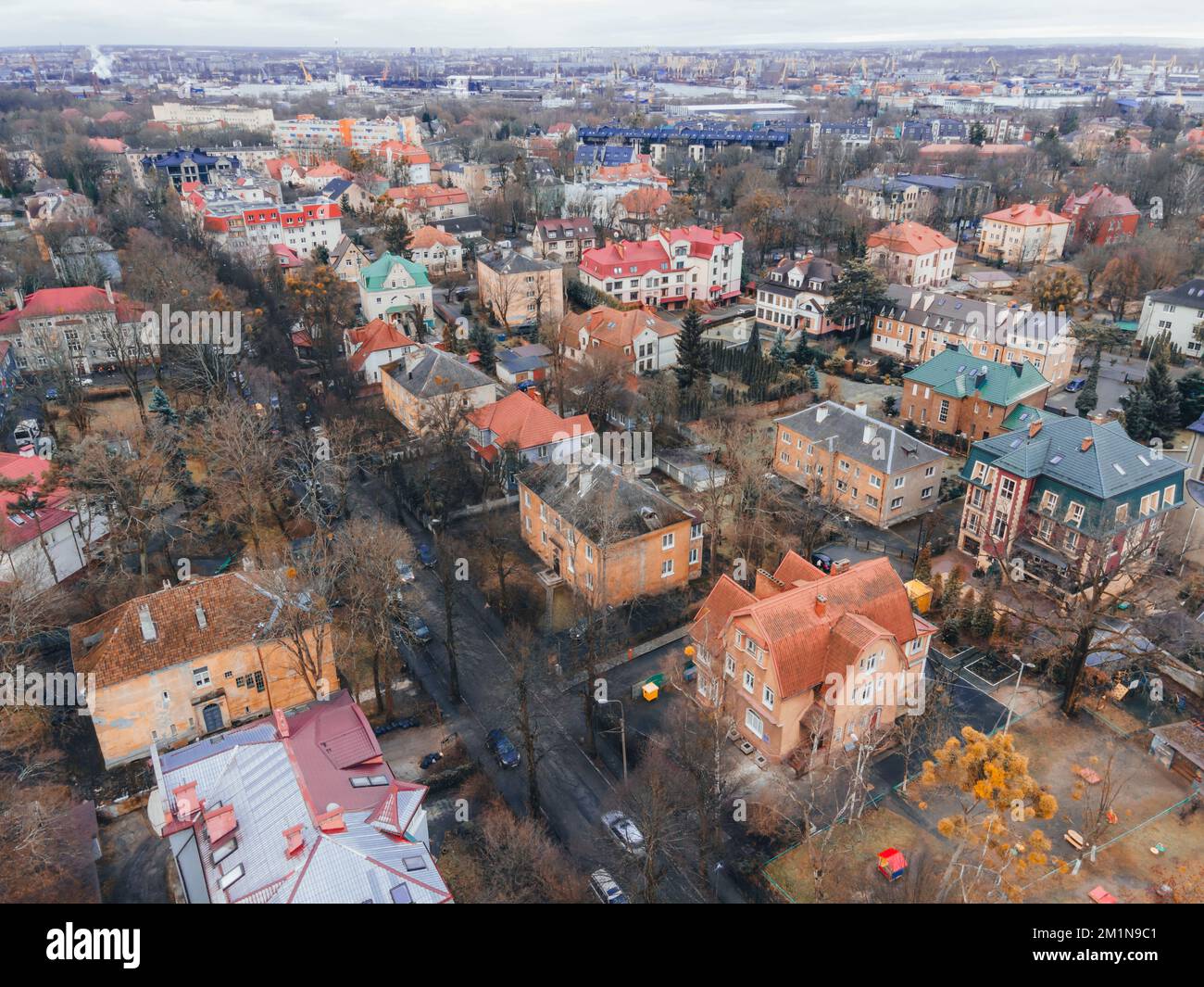 Beautiful houses in the old town of Kaliningrad. Old German ...