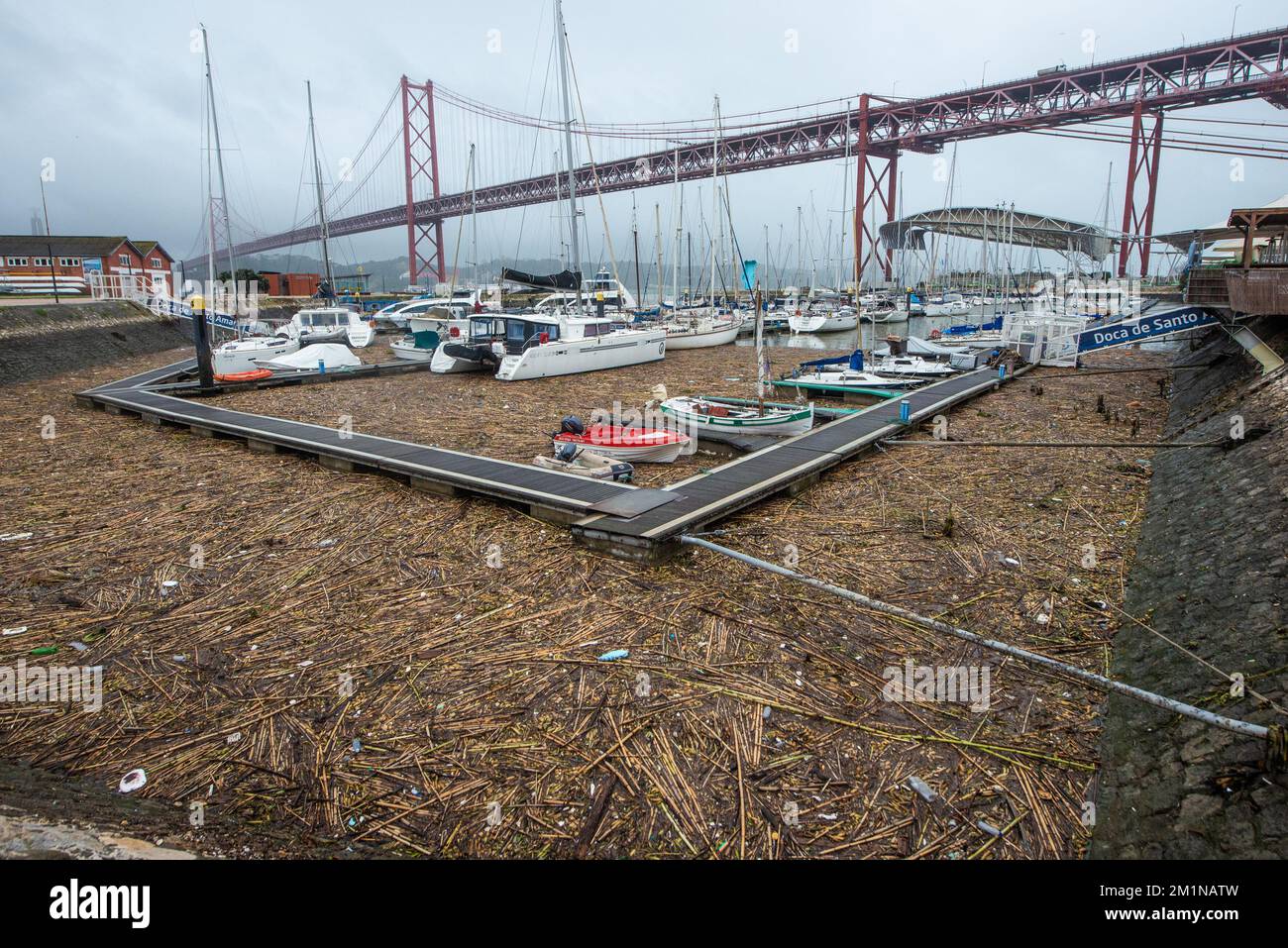 Lissabon, Portugal. 13th Dec, 2022. View of the port of Santo Amaro in ...