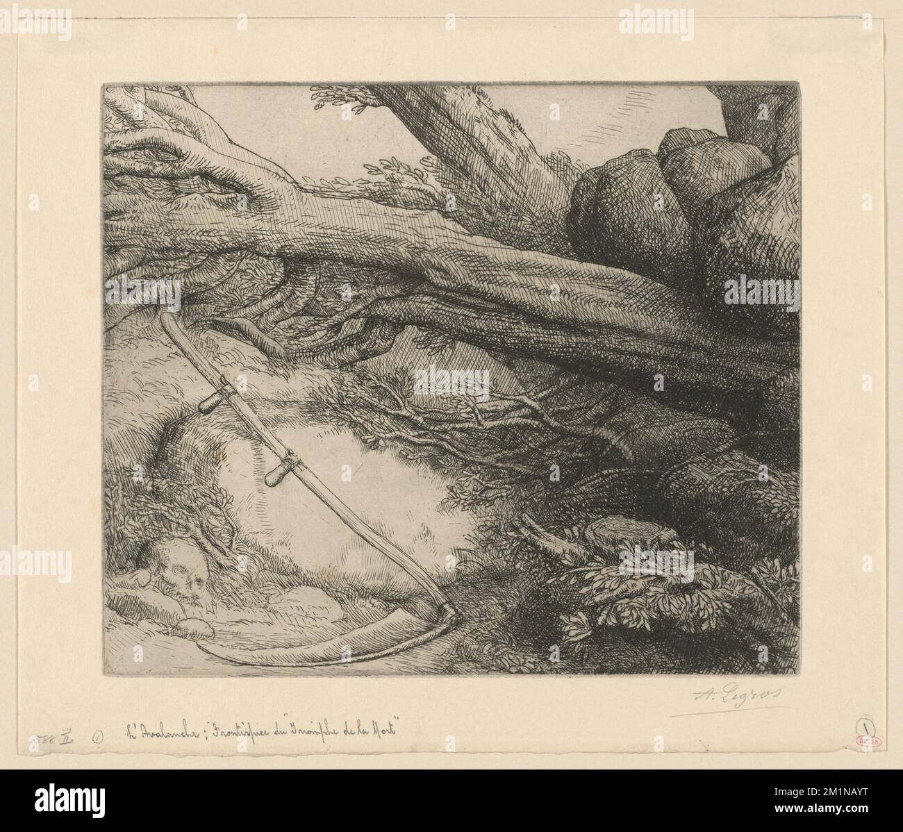 L'Avalanche: Frontispiece du 'Triomphe de la Mort' , Trees, Rocks ...
