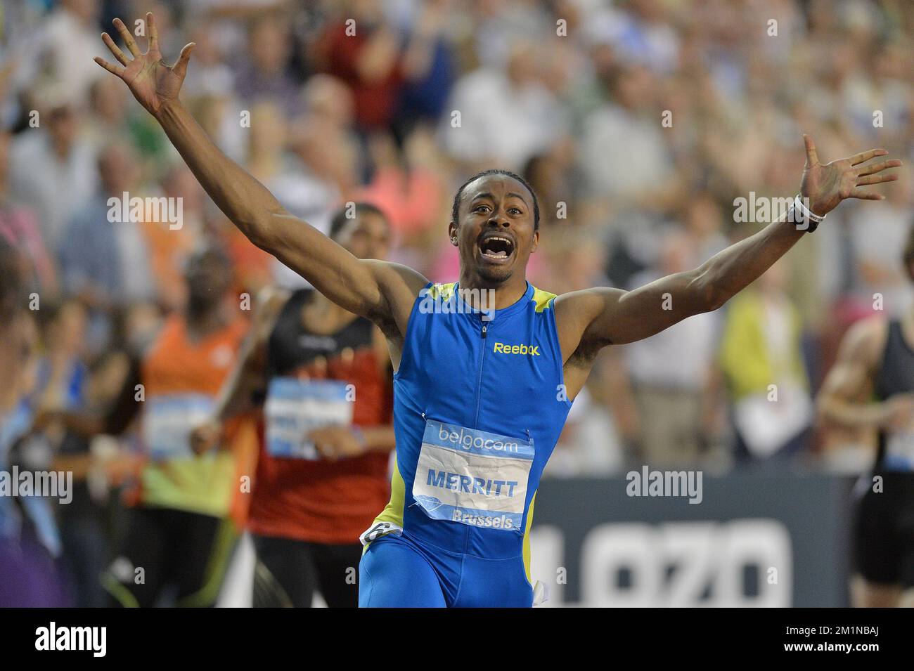 Aries Merritt celebrates his new world record of 12.80 at the Men 110m ...