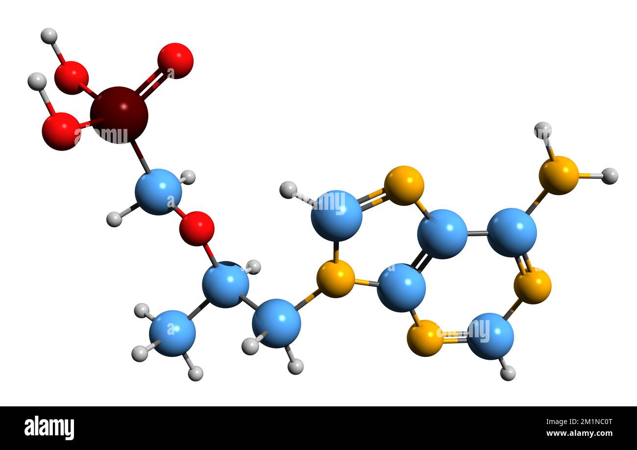 3D image of Tenofovir skeletal formula - molecular chemical structure ...