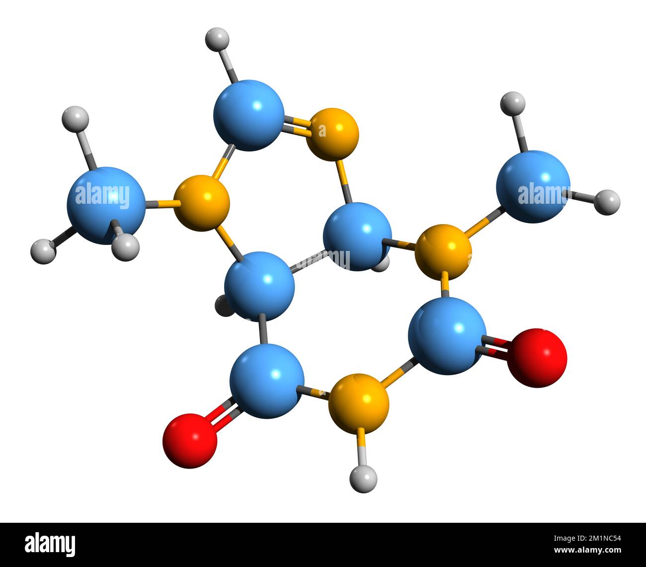3D image of Theobromine skeletal formula - molecular chemical structure ...