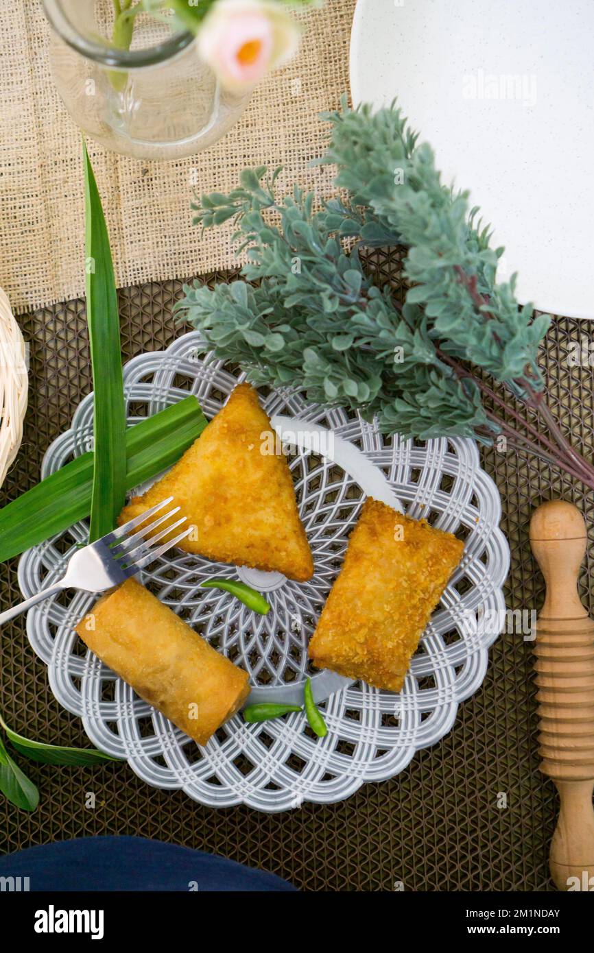 Rougut, lumpia and risol smoked beef, Indonesian Traditional Food on ...