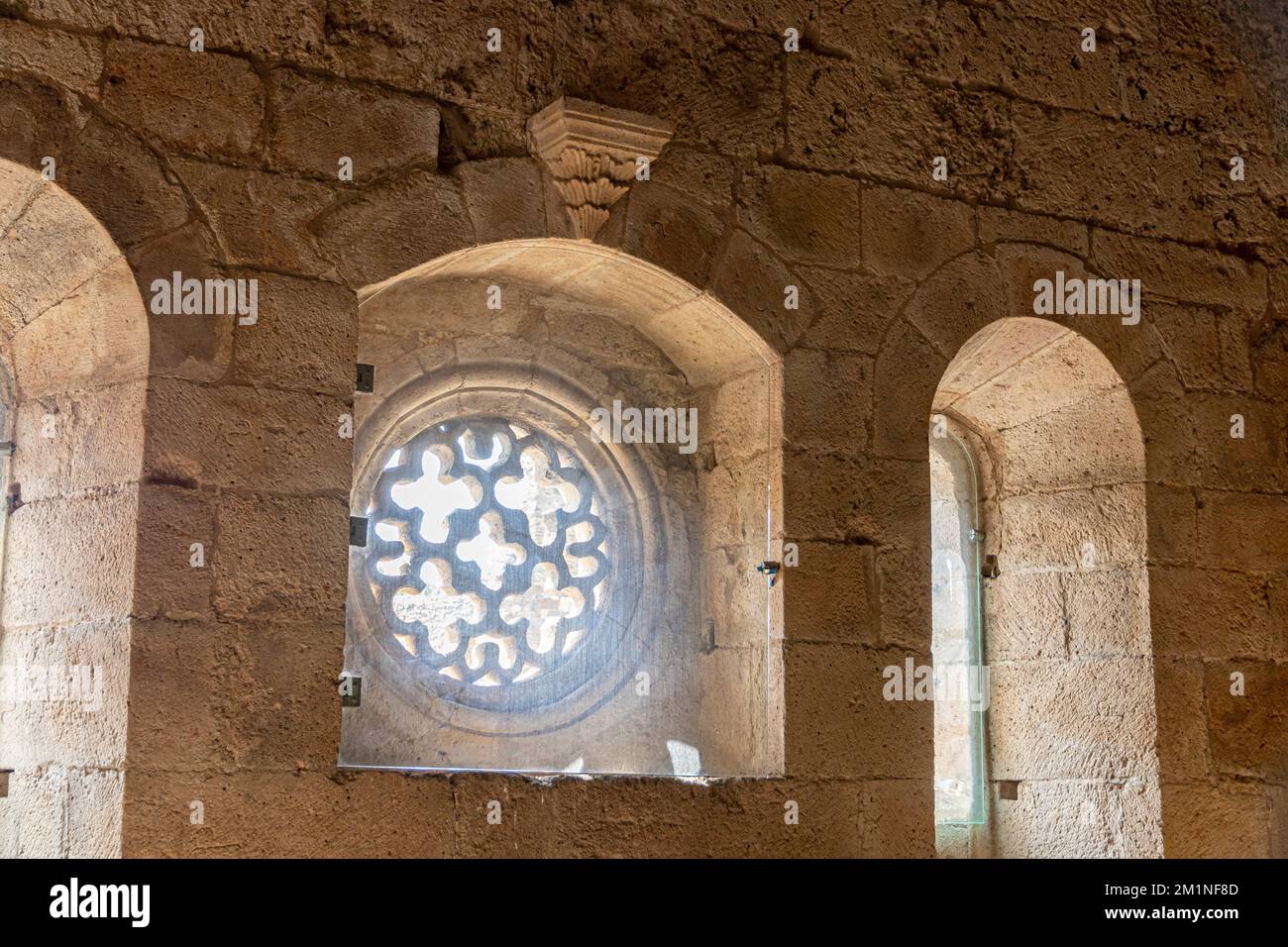 Romanesque rose window in the medieval Monastery of Saint Mary of ...