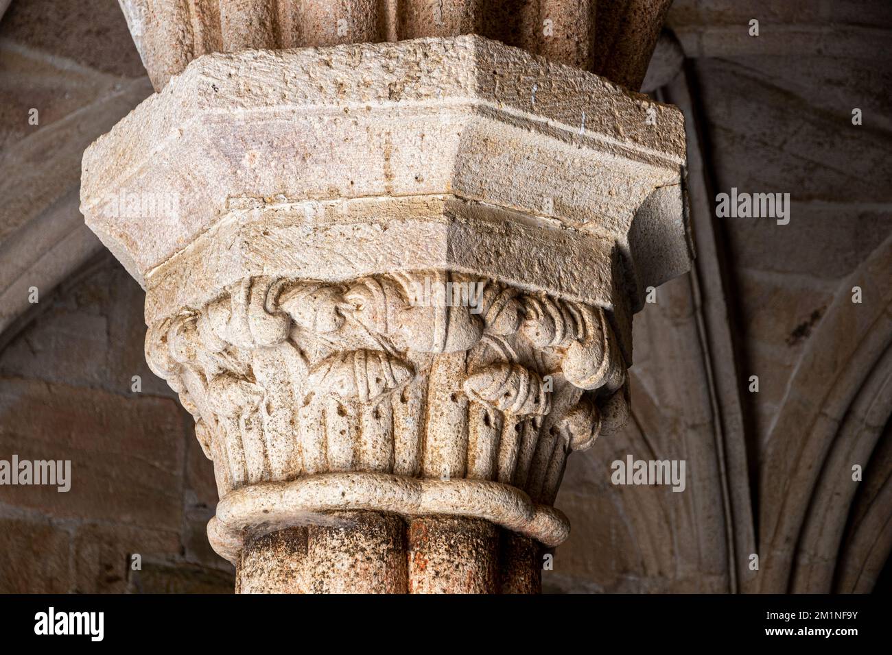 Romanesque capitals in the medieval chapterhouse of the Monastery of ...