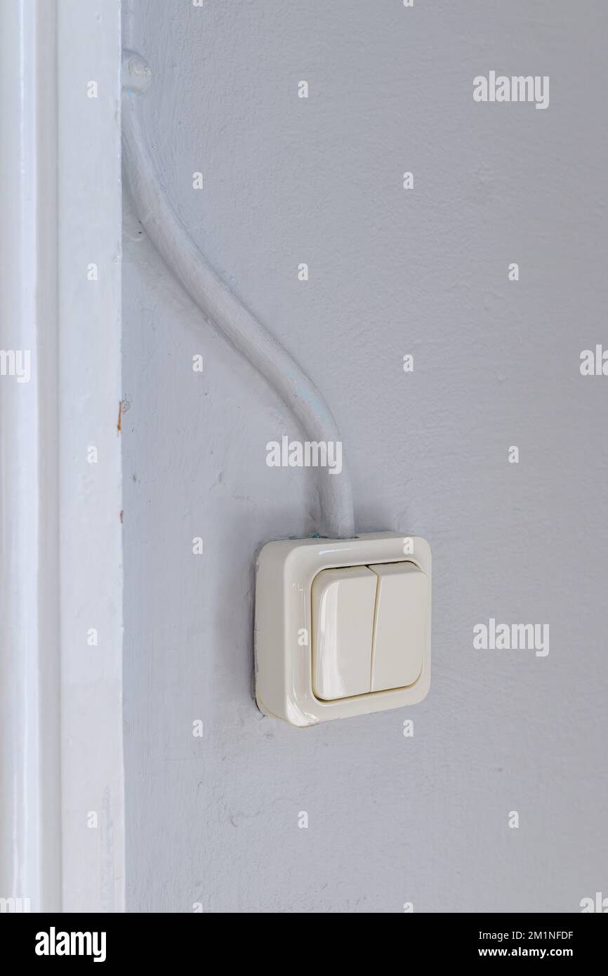 Old retro light switch in living room, selective focus Stock Photo - Alamy