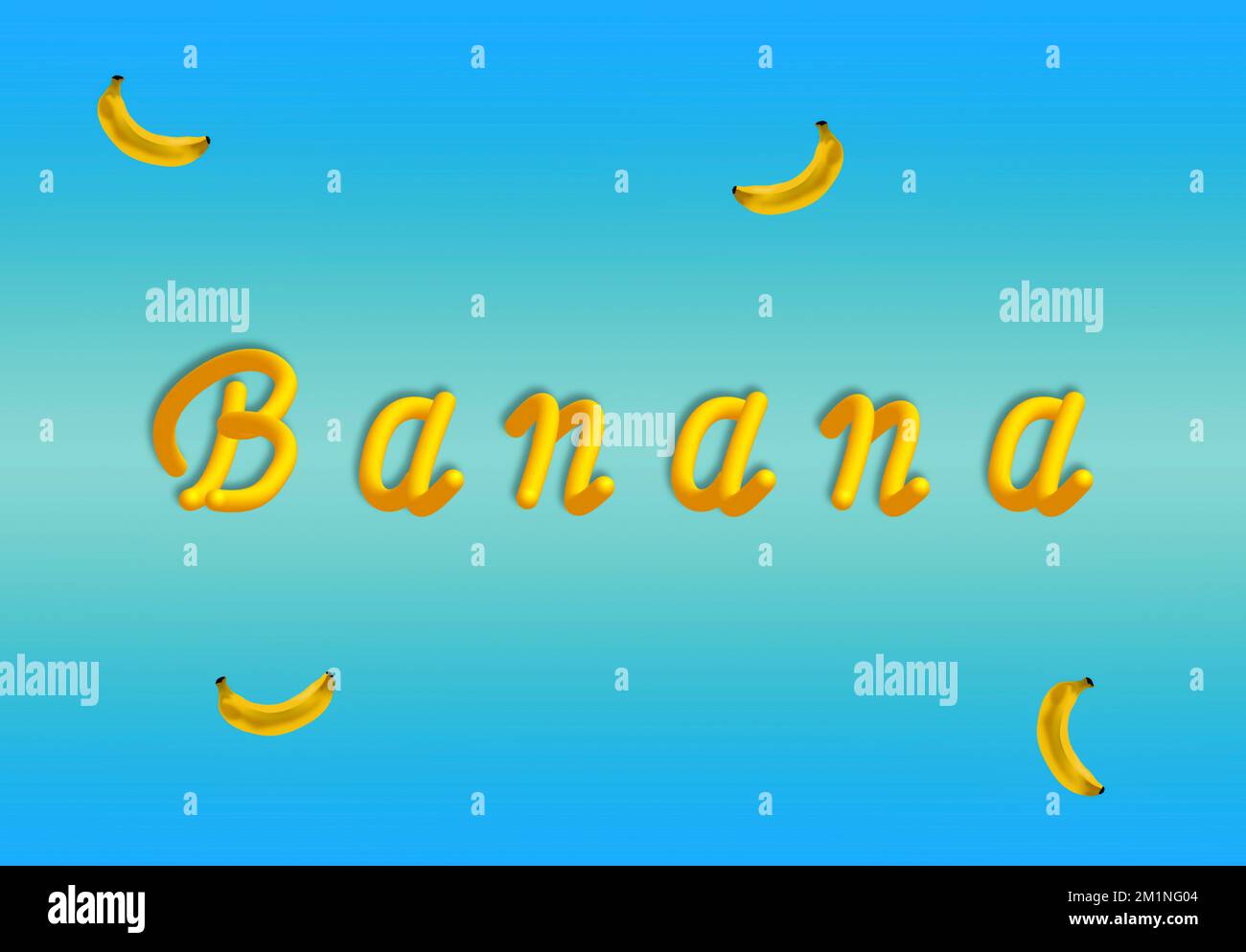 Banana tube text effect on the blue background Stock Photo - Alamy