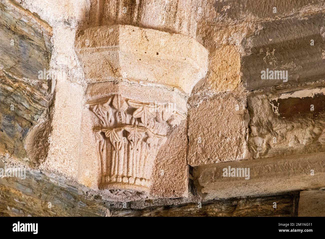 Romanesque corbels in the medieval chapterhouse of the Monastery of ...