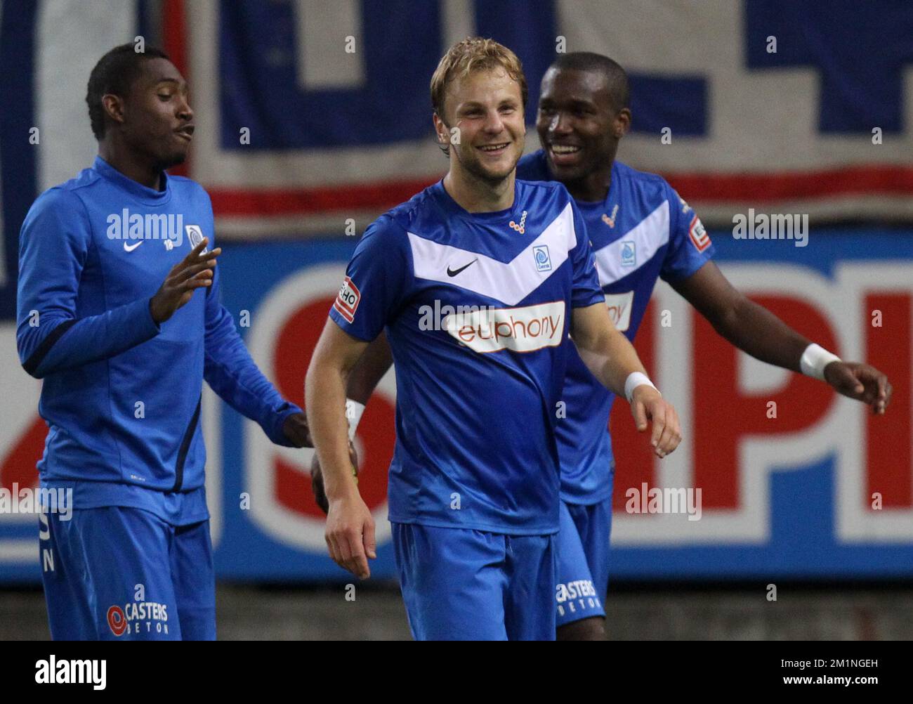 20120923 - CHARLEROI, BELGIUM: Genk's Julien Gorius celebrates after ...