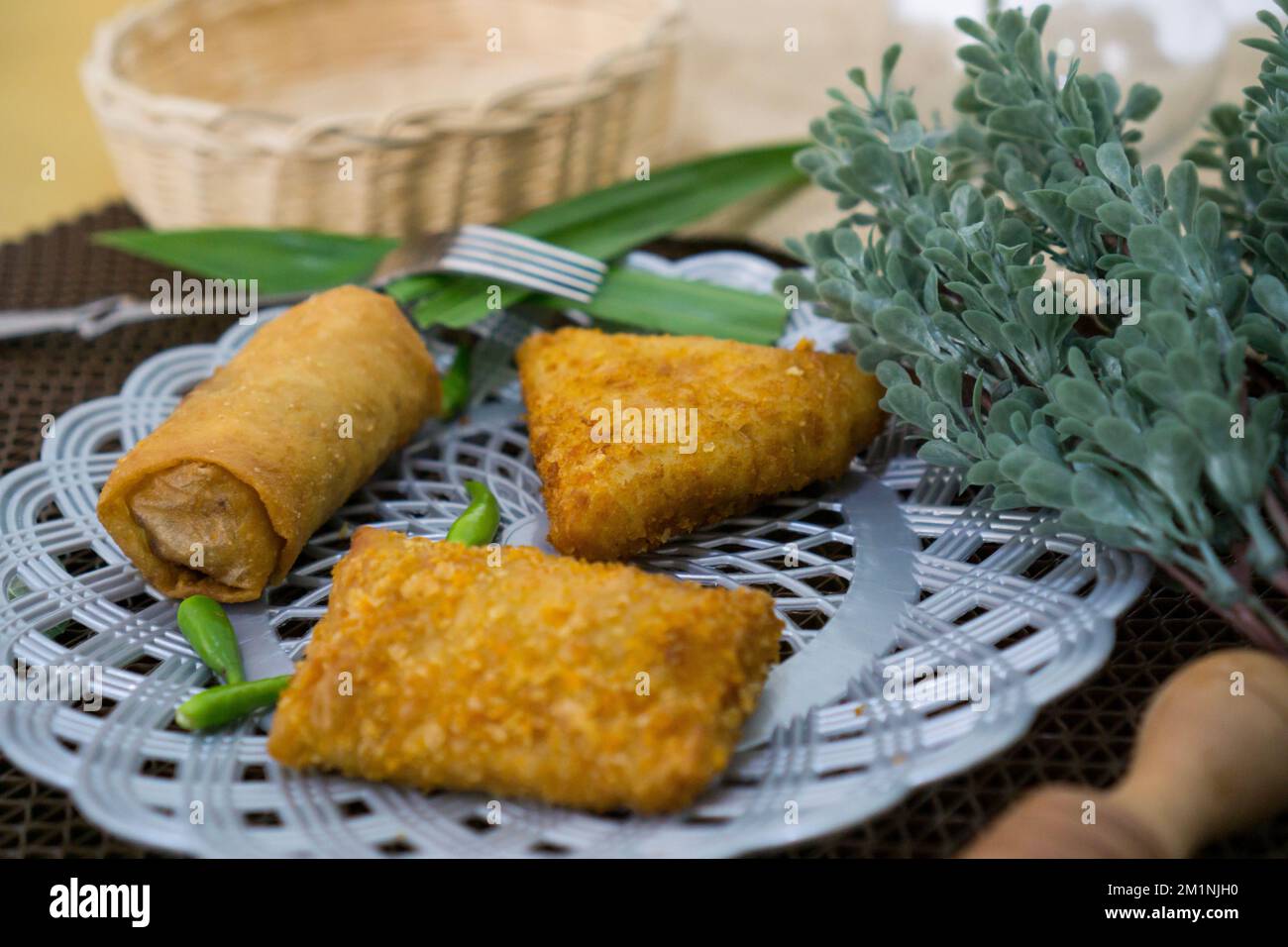 Rougut, lumpia and risol smoked beef, Indonesian Traditional Food on ...