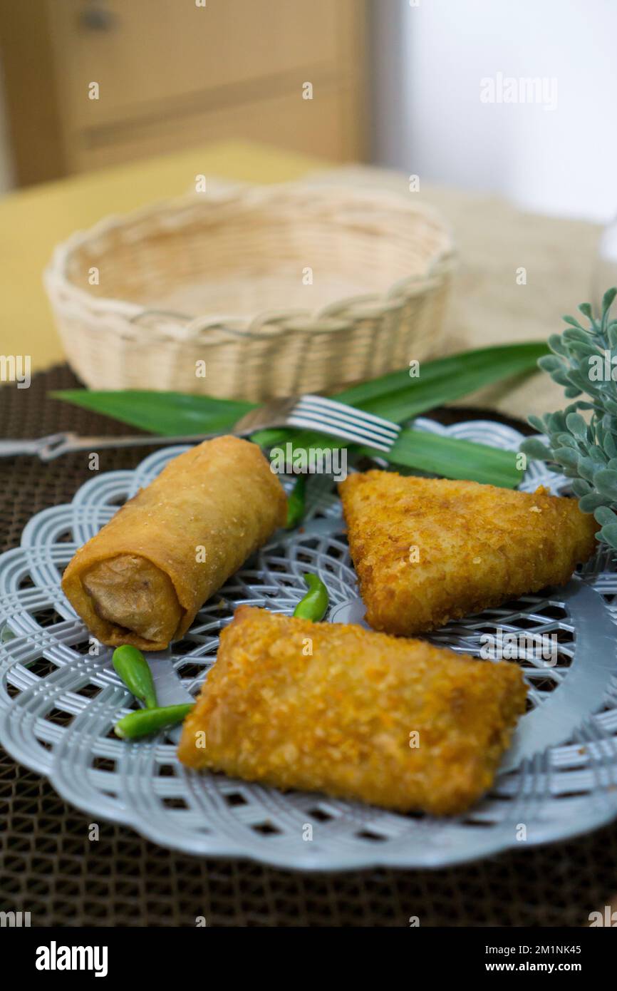 Rougut, lumpia and risol smoked beef, Indonesian Traditional Food on ...