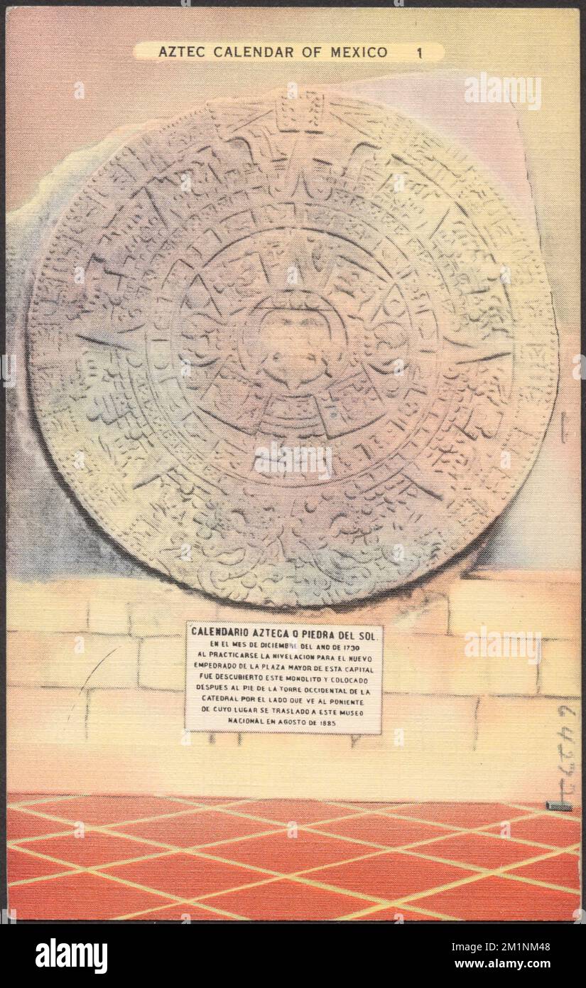 Aztec calendar of Mexico , Calendars, Tichnor Brothers Collection ...