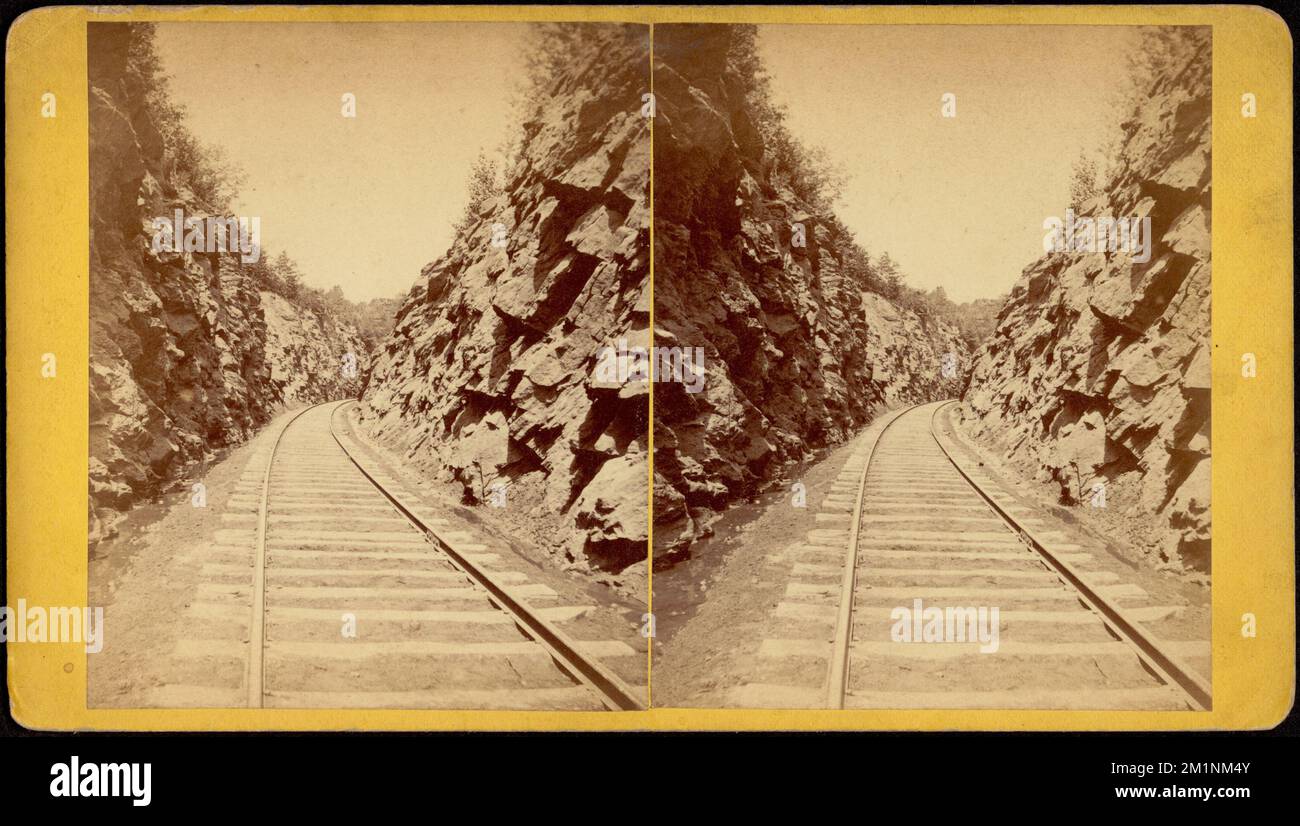 B & NY An[?] line 'rock cut' , Railroad cuts, Railroad tracks Stock ...