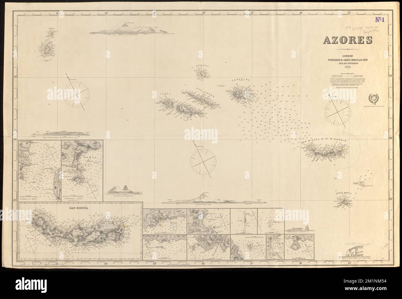 Azores , Nautical charts, Azores, Azores, Maps Norman B. Leventhal Map ...
