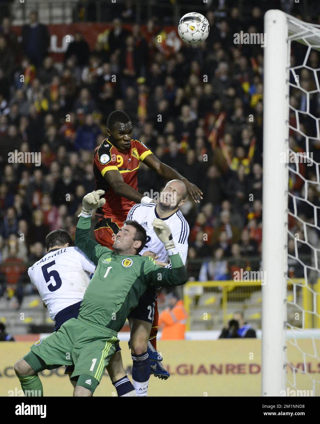 Scotland's Gary Caldwell, Scotland's goalkeeper Allan McGregor, Belgium ...