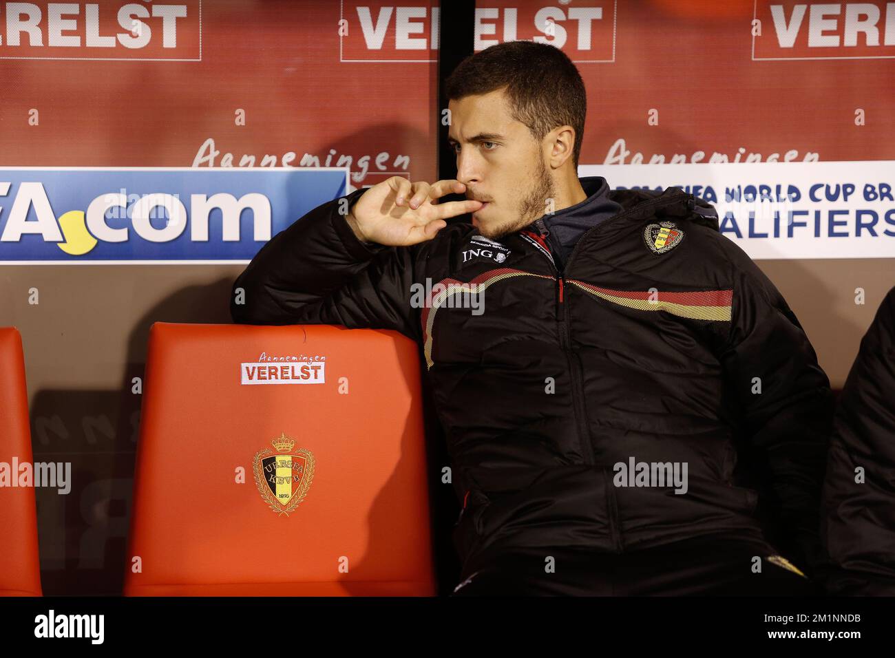 Belgium's Eden Hazard sits on the bench Stock Photo - Alamy