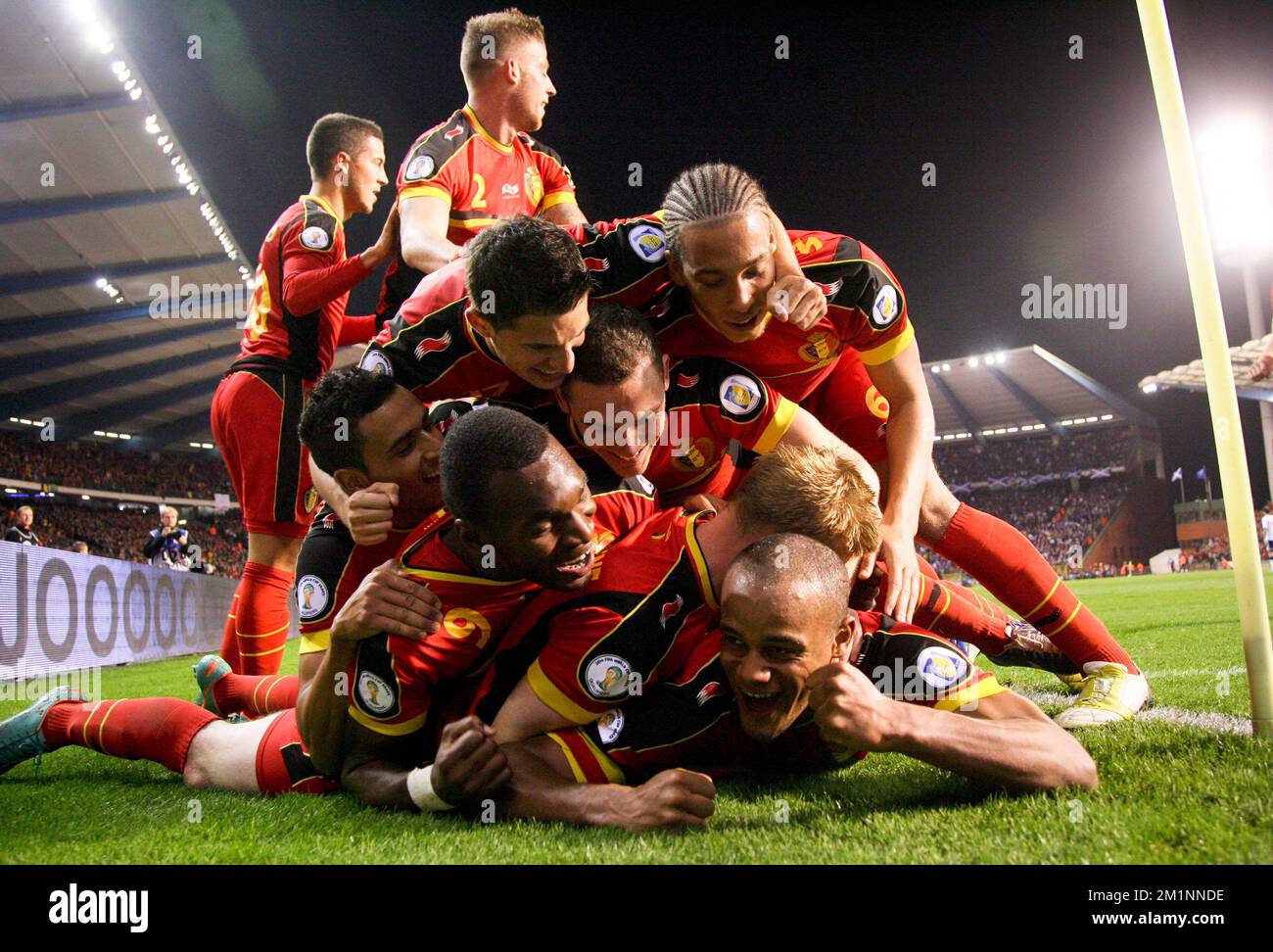 Belgium's Vincent Kompany celebrates after scoring the 2-0 goal with ...