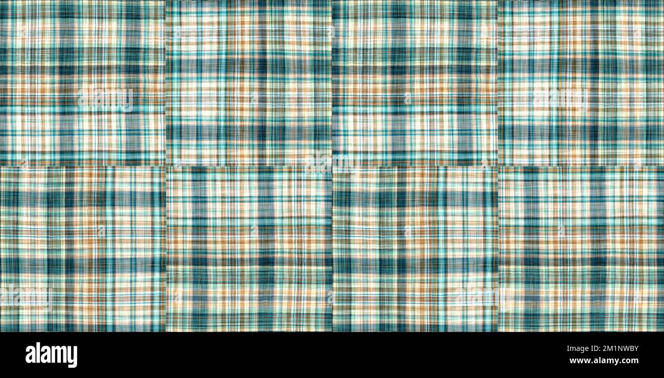 Teal rustic coastal beach house border check fabric tile. Seamless ...