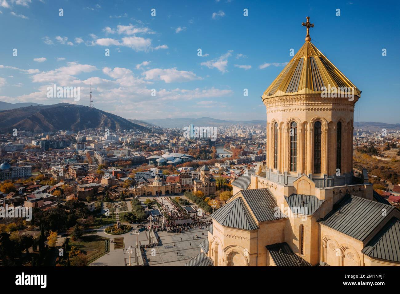 Holy Trinity church and downtown district view, Tbilisi, Georgia Stock ...