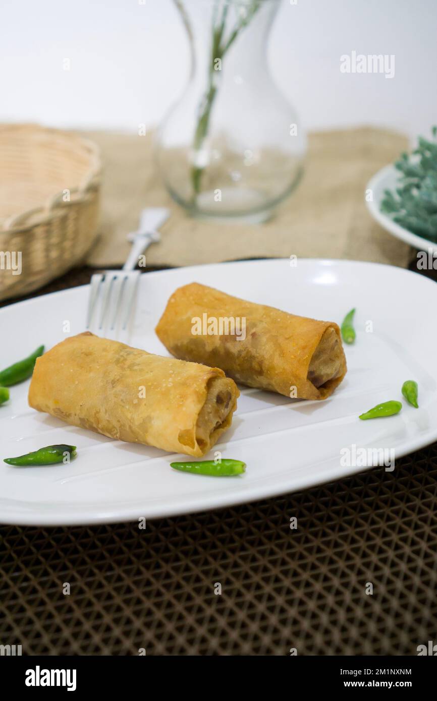 Rougut, lumpia and risol smoked beef, Indonesian Traditional Food on ...