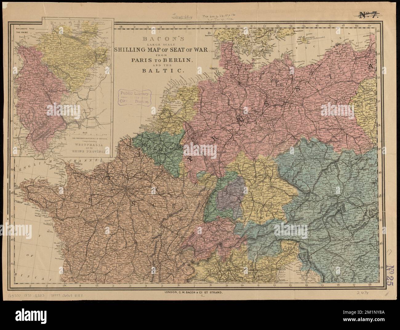 Bacon's large scale shilling map of seat of war from Paris to Berlin ...