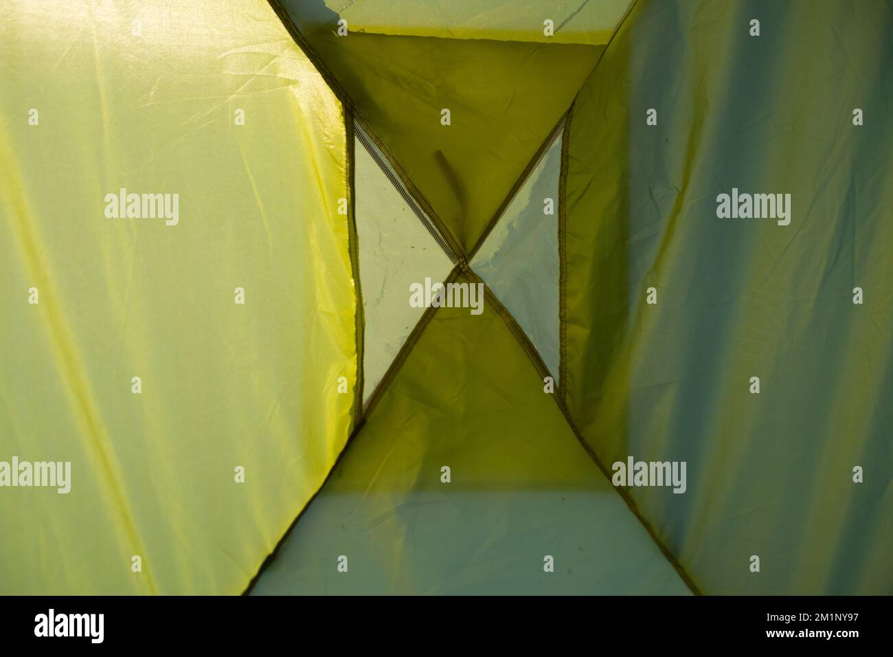 Inside camp tent. Tent's ceiling Stock Photo - Alamy
