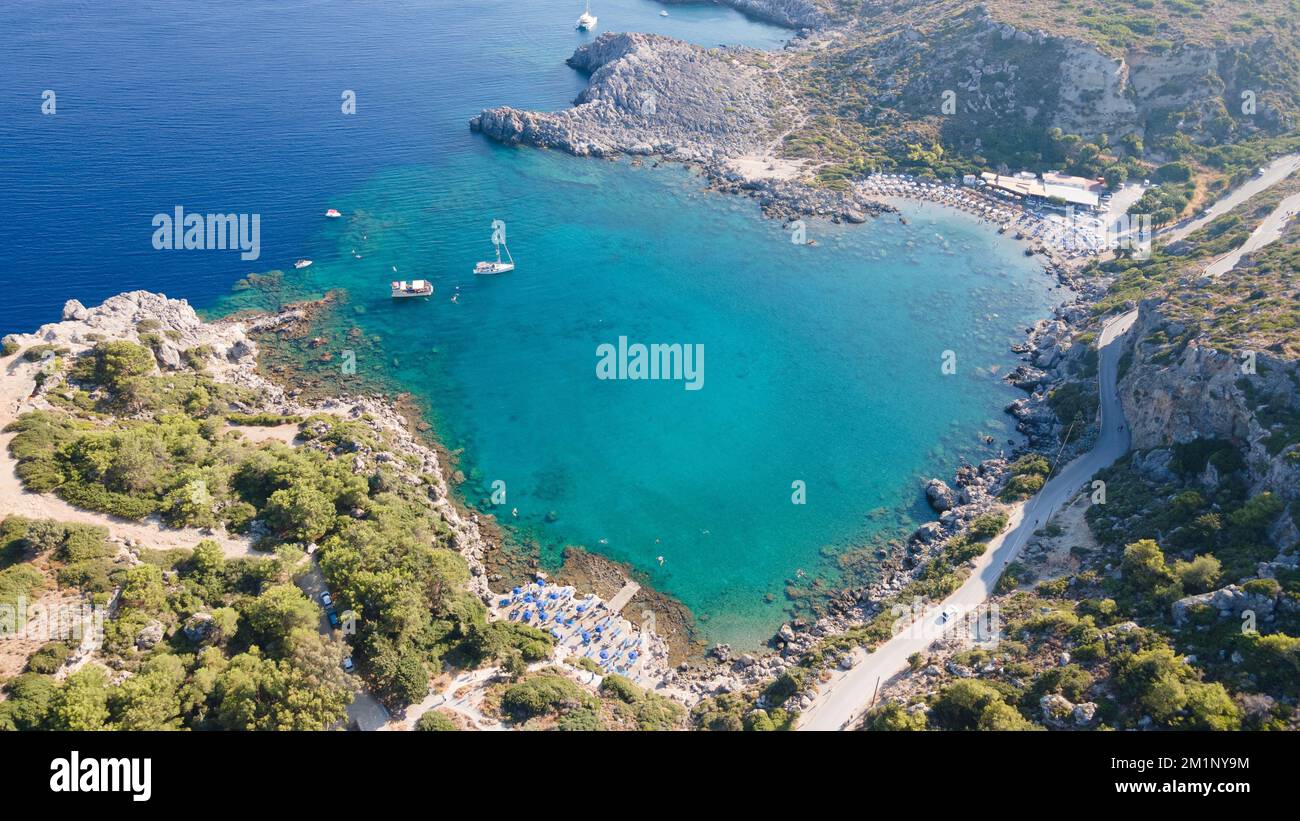 An aerial view of a boat sailing the blue ocean Stock Photo - Alamy